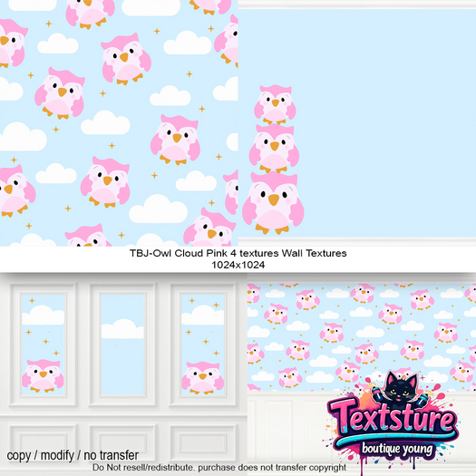 Second Life Marketplace - TBJ-Owl Cloud Pink 4 textures Wall Textures 1024x